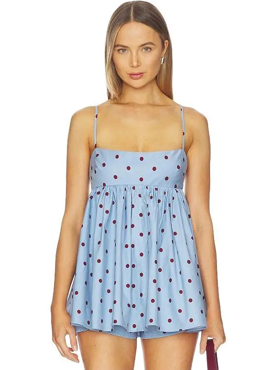 STONE COLD FOX X Florence Top - Blue Polka Dot