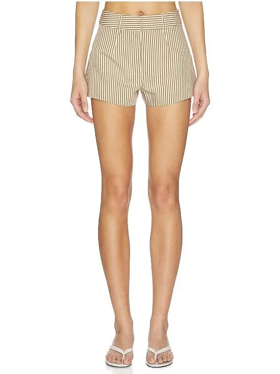 ALL THE WAYS Reed Short - Brown & Cream Stripe