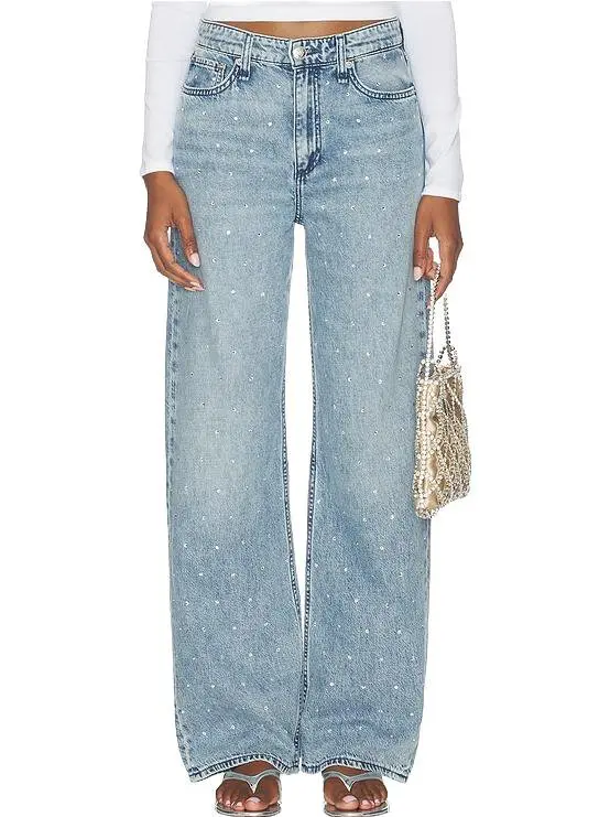 Rag & Bone Featherweight Logan Embellished Wide Jeans - Margo Jewel
