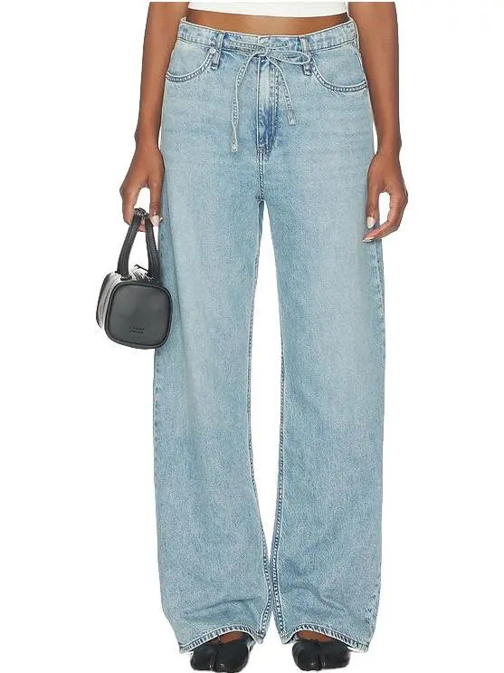 Rag & Bone Featherweight Phoebe Drawstring Wide Jeans - Everglade