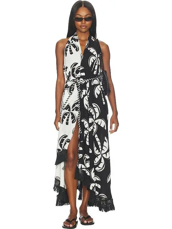 Farm Rio Graphic Palms Dress - Black & White
