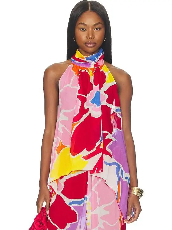 SWF High Neck Flare Top - Electric Garden