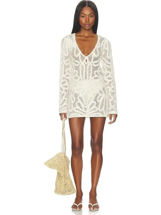 Show Me Your Mumu Anywhere Mini Dress - White Sand Crochet