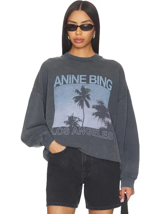 ANINE BING Miles Palms Sweatshirt - Washed Grey