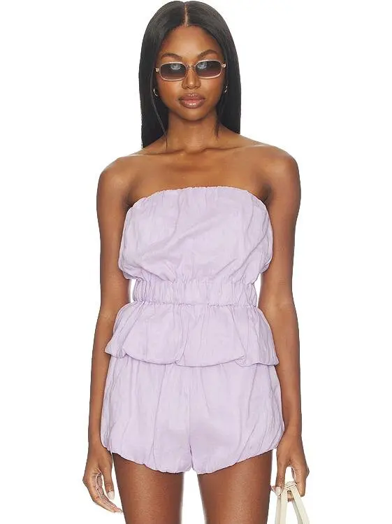 AEXAE Linen Bandeau Ruched Top - Lavender