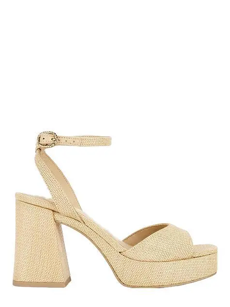 Dolce Vita Felicia Raffia Platform Sandals - Natural