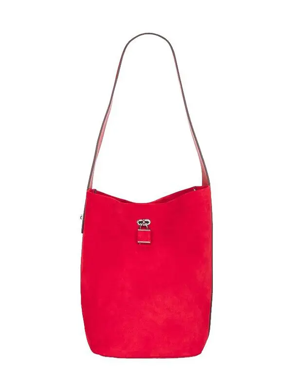 Tory Burch Suede Slim Bucket Bag - Toucan Red