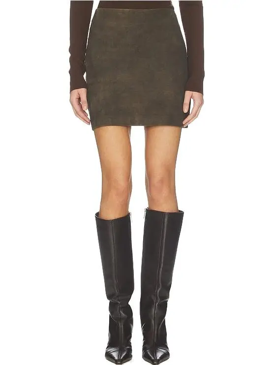 LAMARQUE Jorden Suede Skirt - Distressed Brown