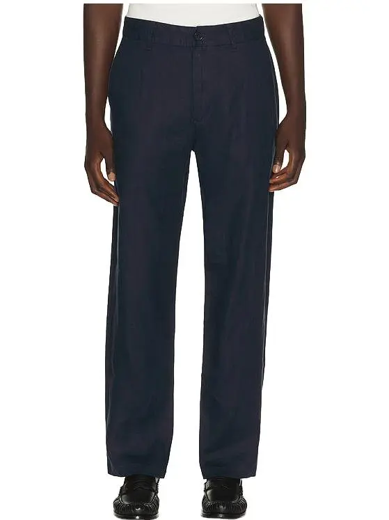 Nn07 Aden 1454 Linen Trousers - Navy Blue