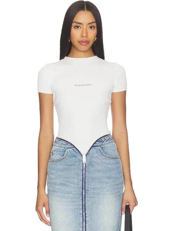 Alexander Wang Short Sleeve Crewneck Top With Jacquard Logo - White