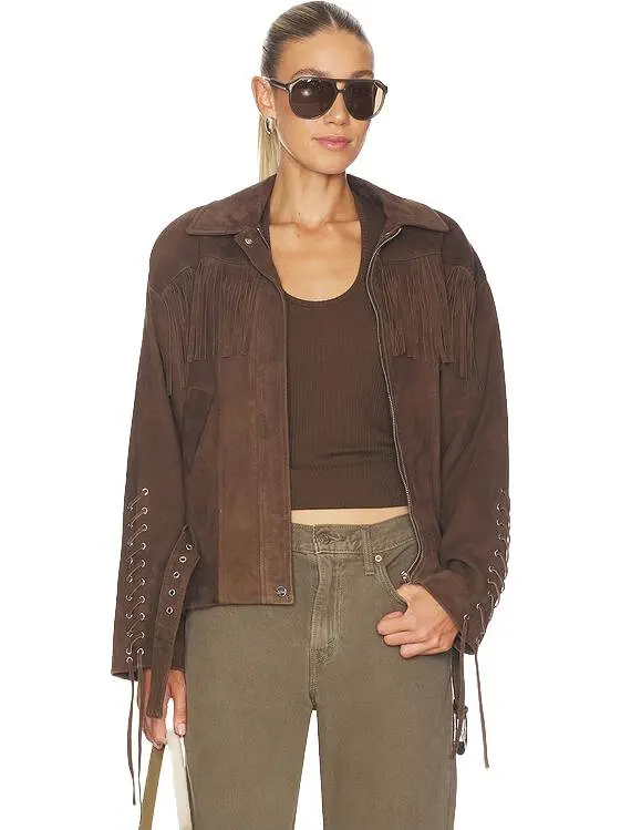 LAMARQUE Kyel Suede Jacket - Distressed Brown