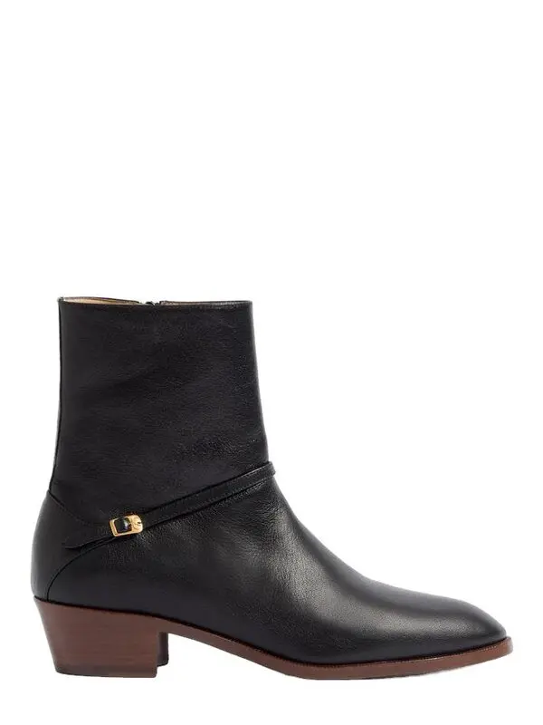 Valentino Garavani Pat Ankle Boot In Kidskin - Black