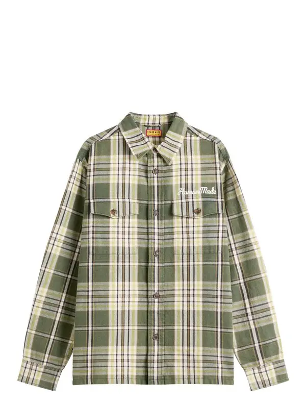 HUMAN MADE Heart Patch Check Shirt - Green