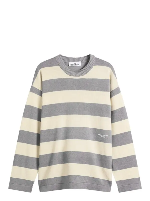 Stone Island Marina Striped Knit Jumper - Ivory Melange