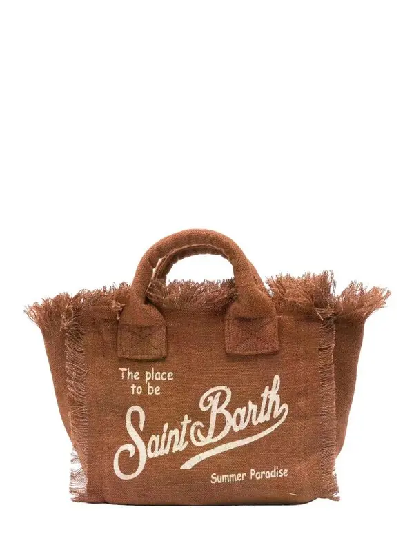 MC2 SAINT BARTH Mini Linen Frayed Shoulder Bag - Brown