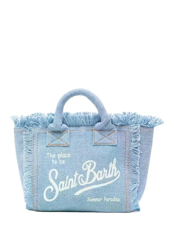 MC2 SAINT BARTH Mini Frayed Logo-print Tote - Blue