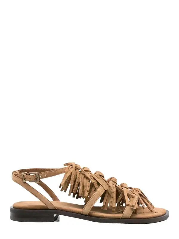 Ash Fringe-detailed Suede Flat Sandals - Neutrals
