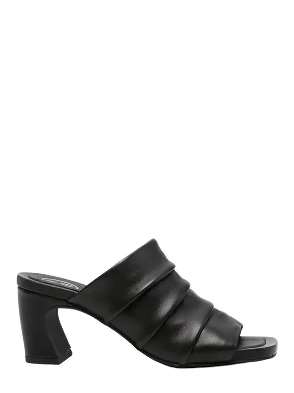 Ash Eva Ruched Leather Sandals - Black