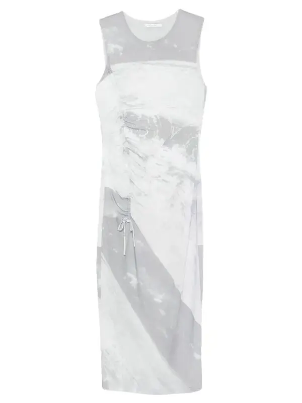 Patrizia Pepe Wave-print Midi Dress - Grey