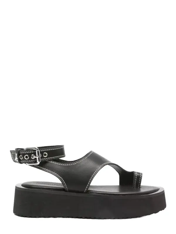 Patrizia Pepe Contrast-stitch Platform-heel Sandals - Black