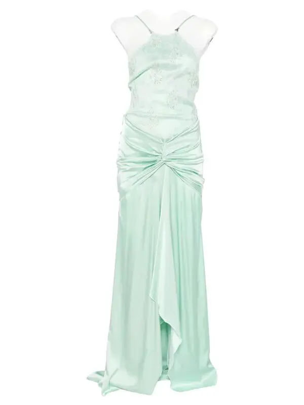 Patrizia Pepe Maxi Dress With Jewel Insert - Green