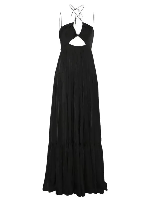 Patrizia Pepe Maxi Cut-out Satin Dress - Black