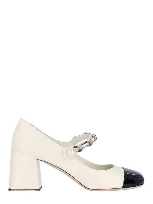 Miu Miu Chain-embellished Cap-toe Pumps - Neutrals