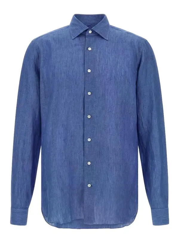 BORRIELLO NAPOLI Buttoned Linen Shirt - Blue