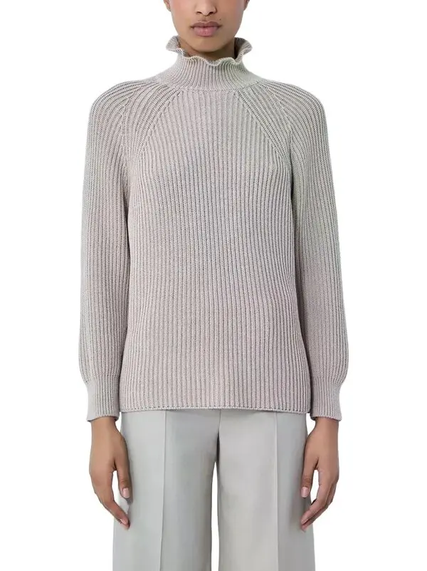 Max Mara Ribbed-knit High-neck Sweater - Neutrals