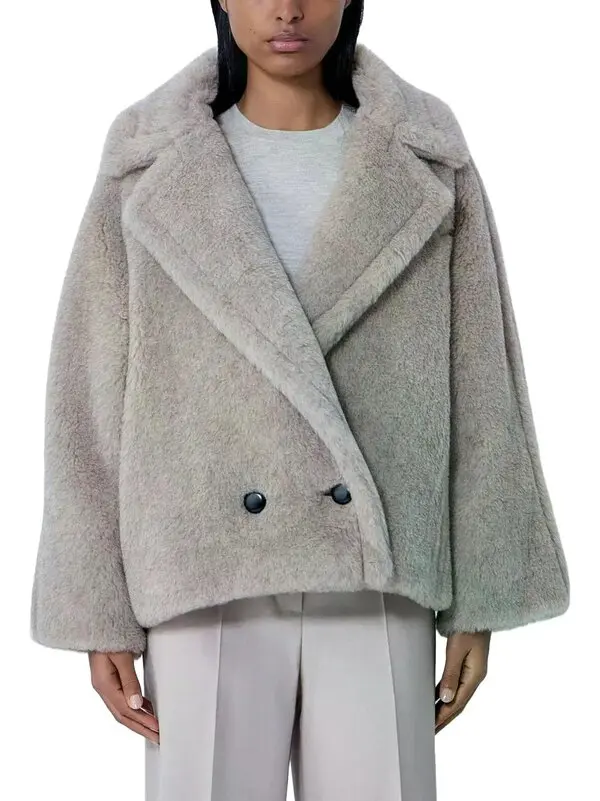 Max Mara Double-breasted Faux-fur Coat - Neutrals