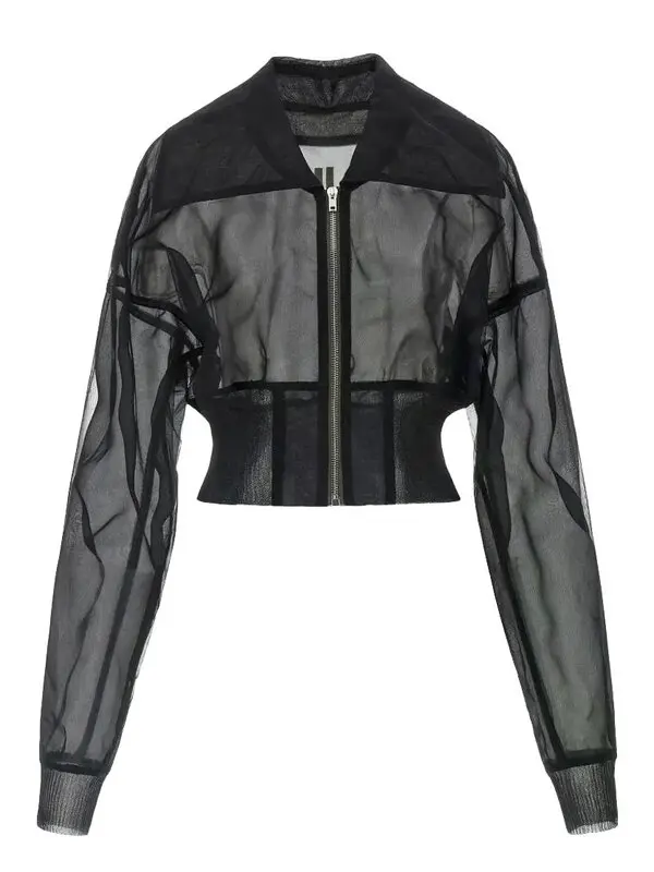 Rick Owens Dracucollar Cropped Bomber Jacket - Black