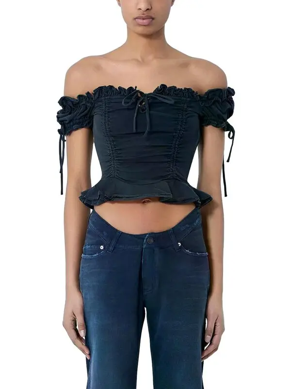 Balenciaga Gathered Cropped Top - Black