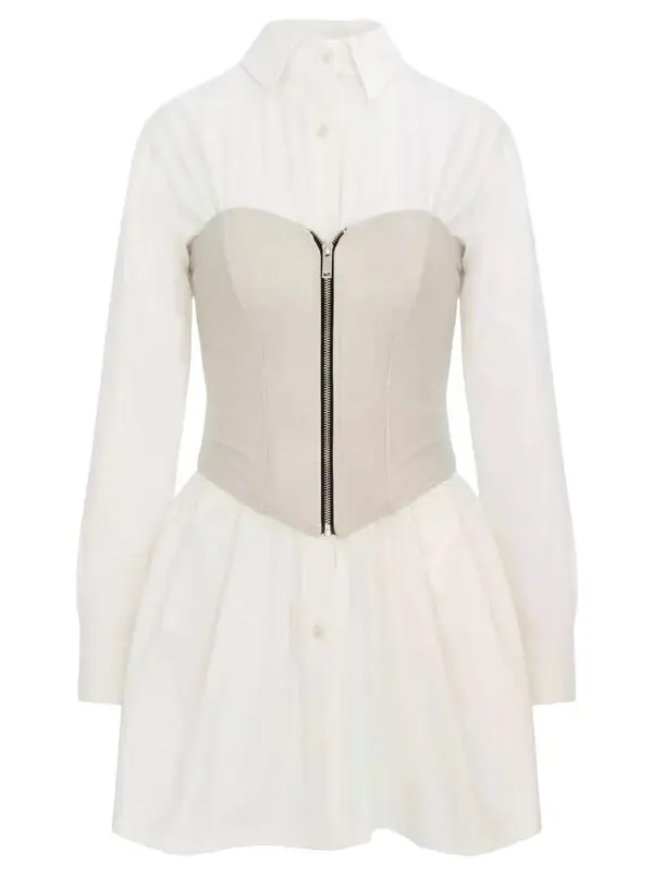 HAMZA Maris Zip-up Corset Dress - White