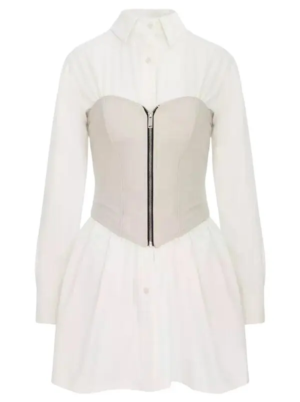 HAMZA Maris Zip-up Corset Dress - White