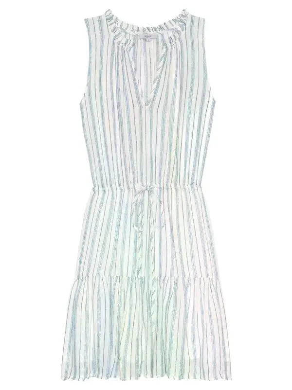 Rails Albany Ruffled-hem Striped Mini Dress - White