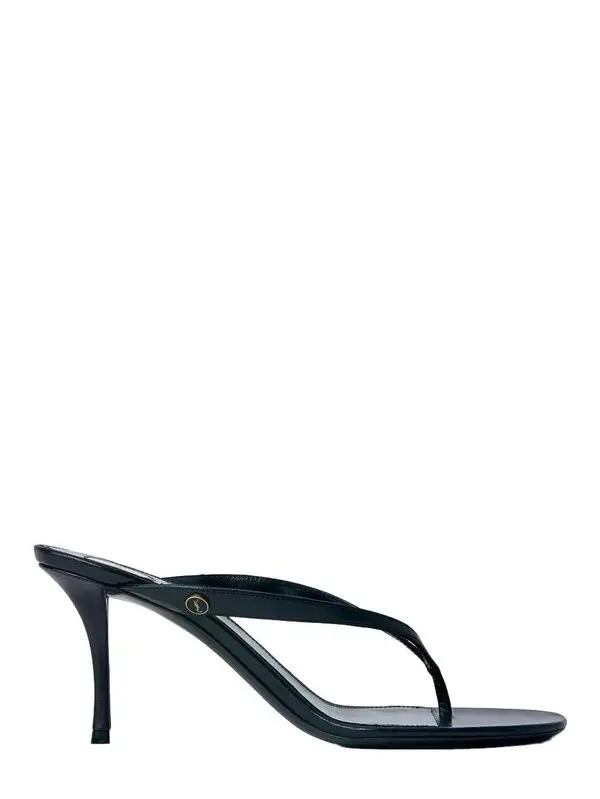 Saint Laurent Thong Strap Heeled Mules - Black