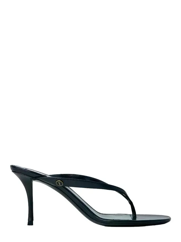 Saint Laurent Thong Strap Heeled Mules - Black