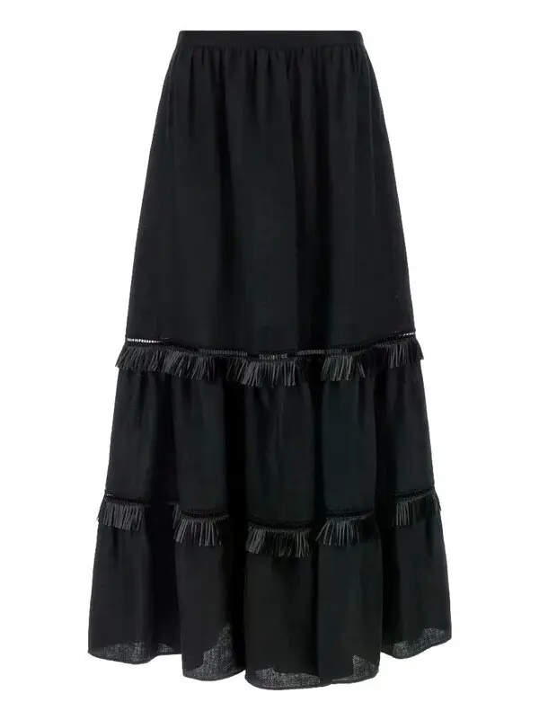 Kiton Fringed Skirt - Black