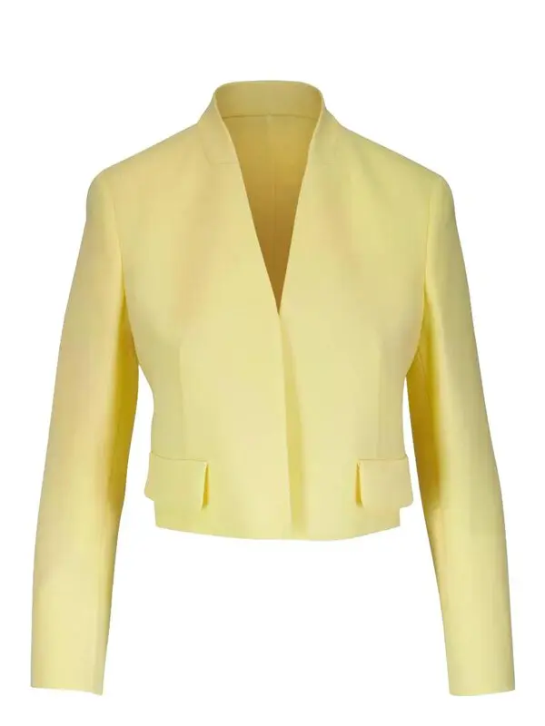 Akris V-neck Cropped Wool Jacket - Yellow