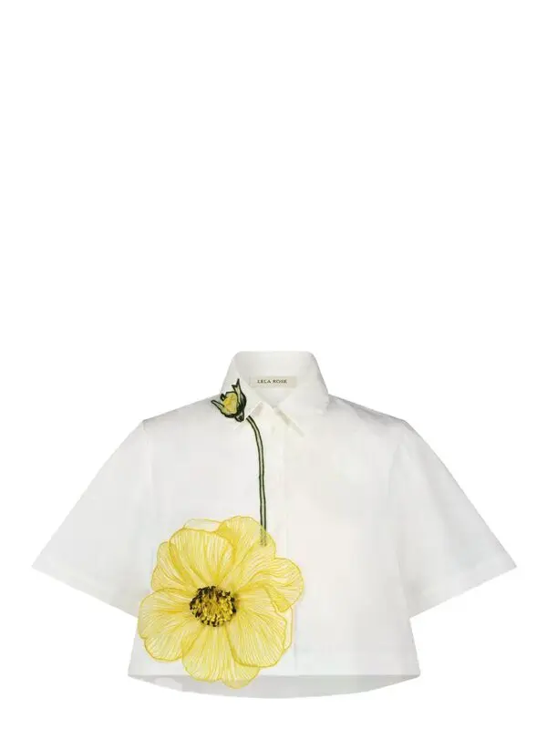 Lela Rose Floral-appliqué Shirt - White