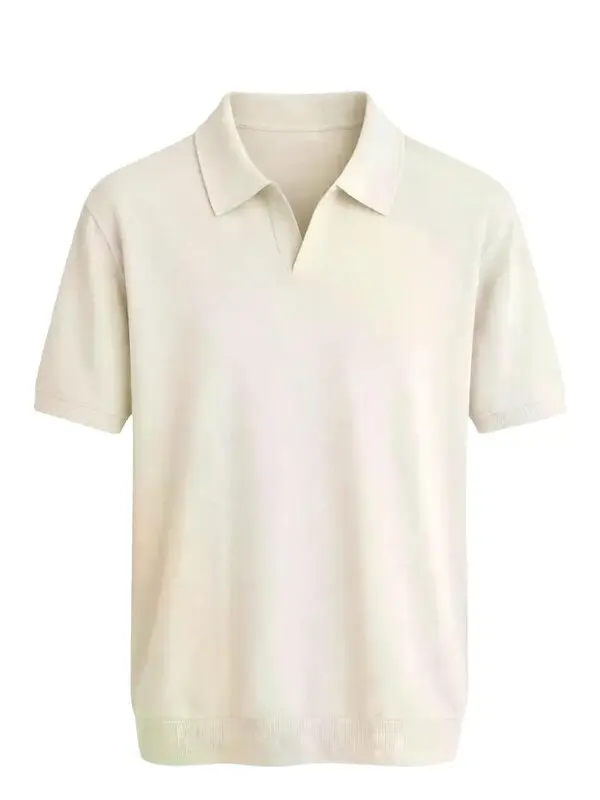 FRANZESE COLLECTION Gossip Ribbed V-neck Polo Shirt - Neutrals