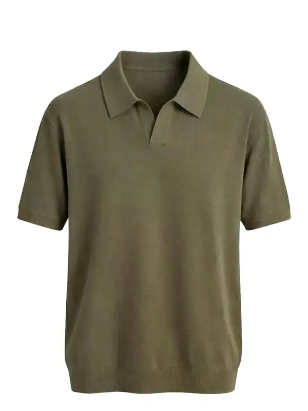 FRANZESE COLLECTION Gossip Ribbed V-neck Polo Shirt - Green