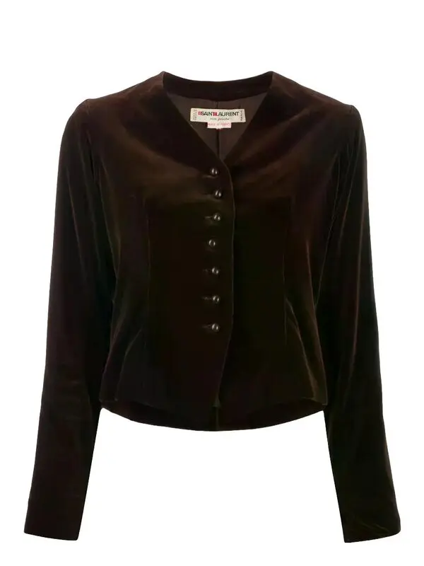 Saint Laurent Velvet Buttoned Jacket - Brown