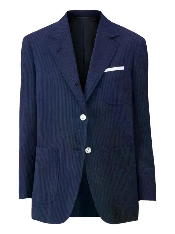 Thom Browne Textured Single-breasted Blazer - Blue