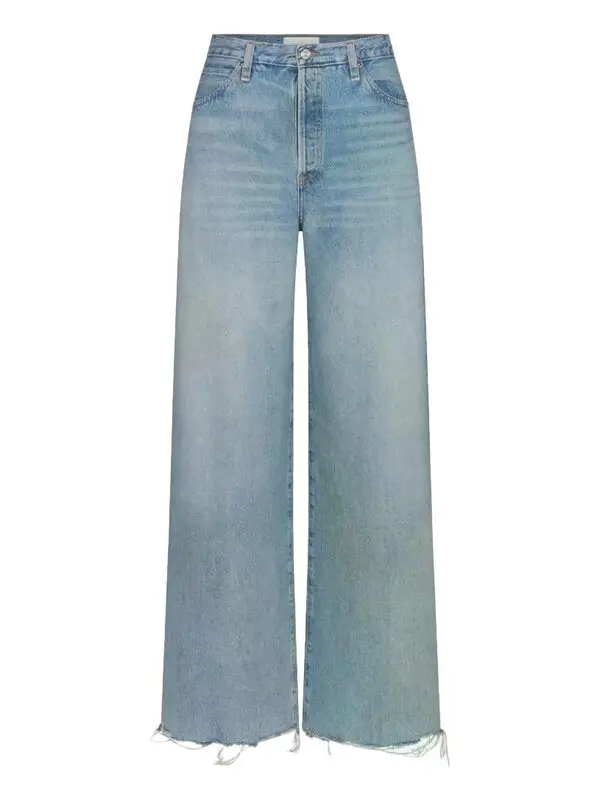 FRAME Collegiate Wide-leg Jeans With Frayed Hem - Blue