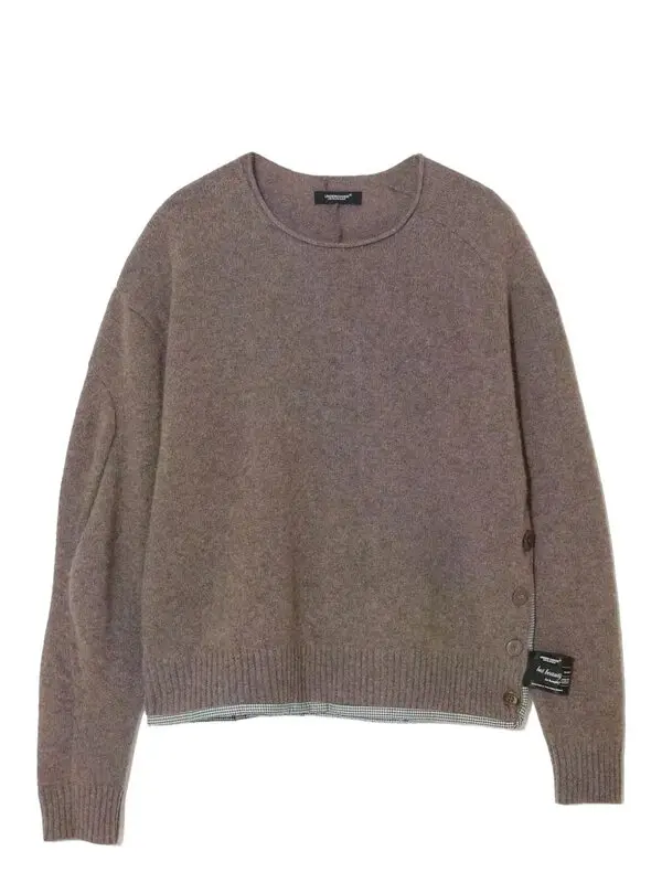 Undercover Checked-trim Sweater - Brown