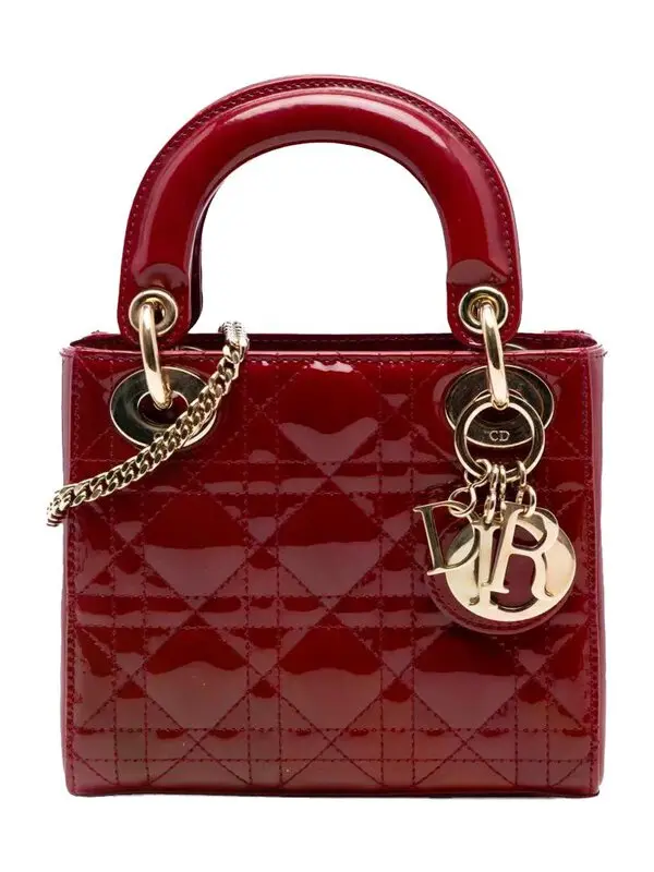 Dior 2018 Mini Patent Cannage Lady Satchel - Red
