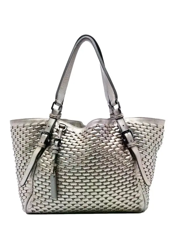 Burberry Metallic Woven Leather Tote Bag - Gold