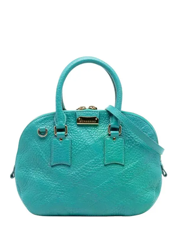 Burberry Heritage Embossed Leather Orchard Bowling Bag - Blue