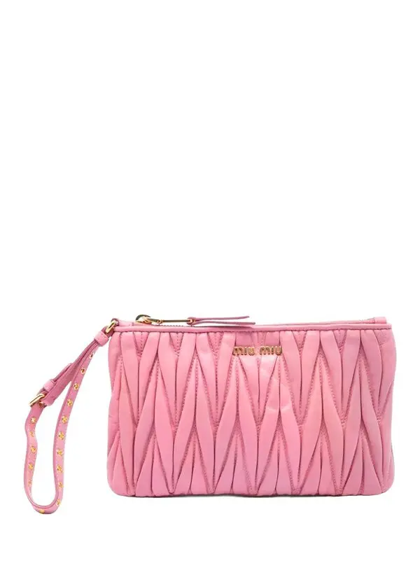Miu Miu 2010-2026 Matelasse Lambskin Leather Clutch - Pink